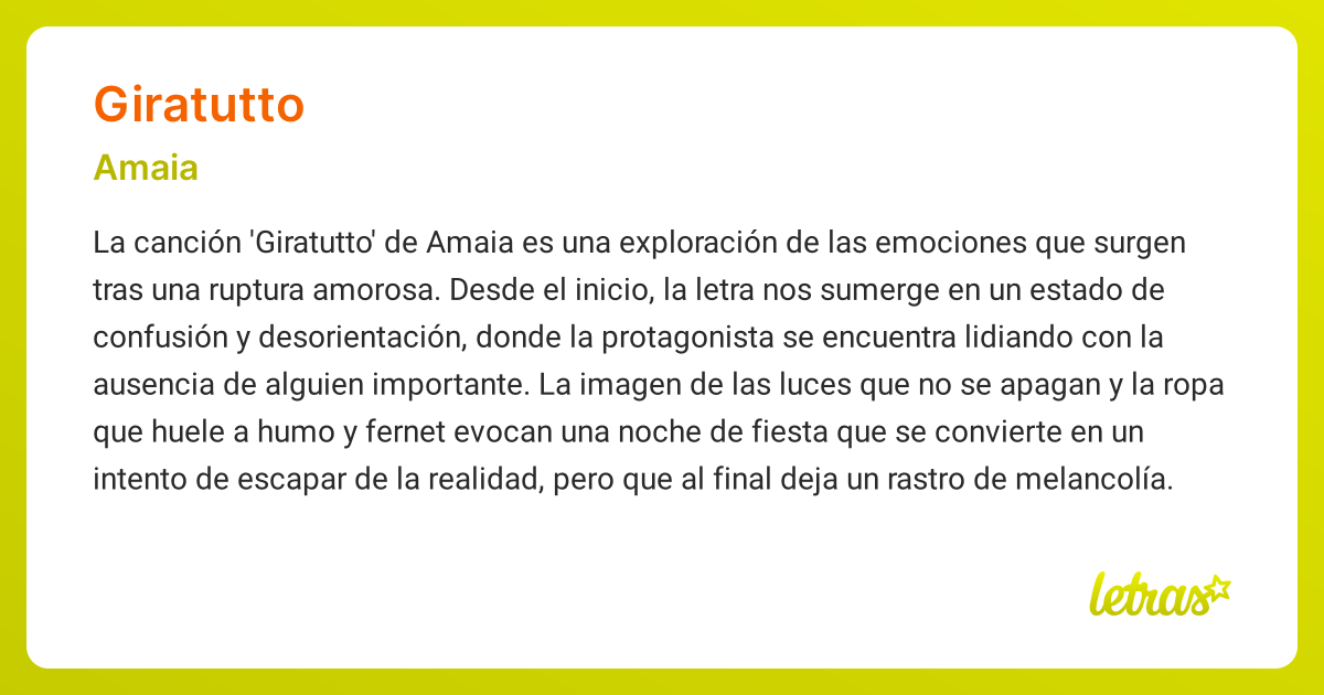 Significado de la canción GIRATUTTO (Amaia) - LETRAS.COM