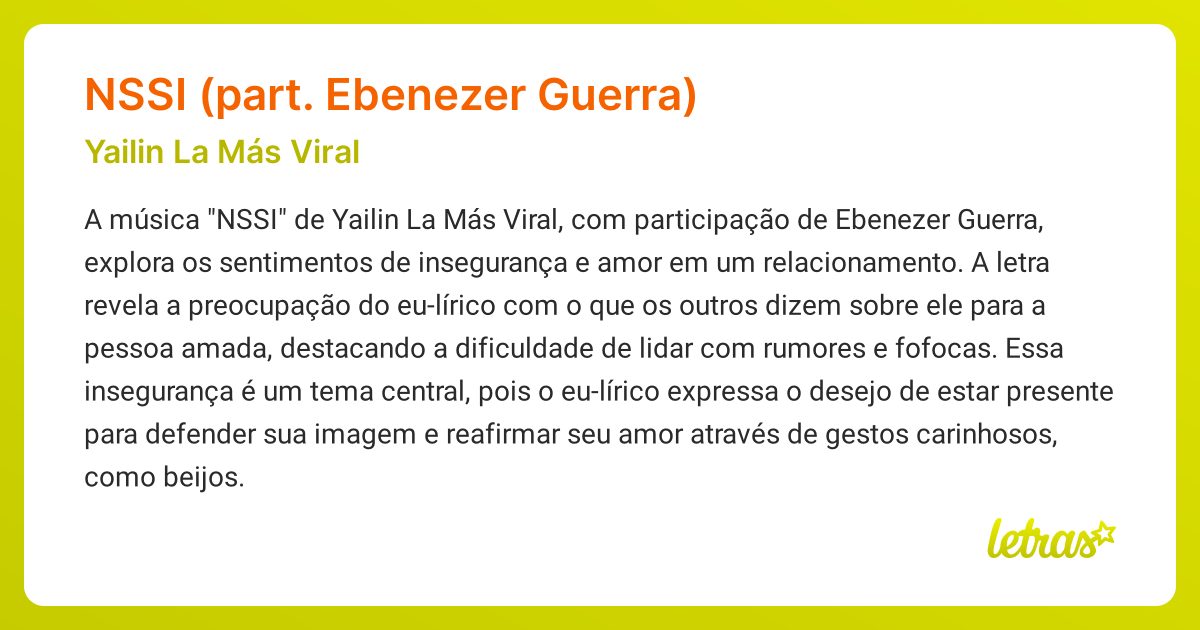 Significado da música NSSI (PART. EBENEZER GUERRA) (Yailin La Más Viral ...