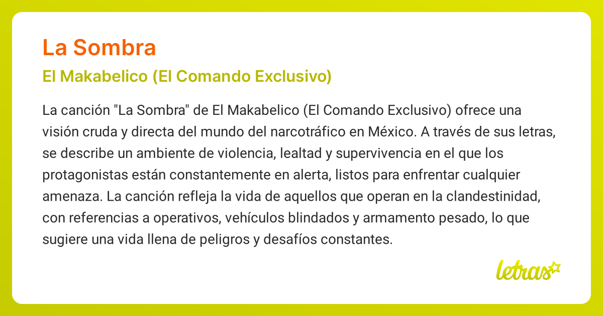 Significado de la canción LA SOMBRA (El Makabelico (El Comando ...