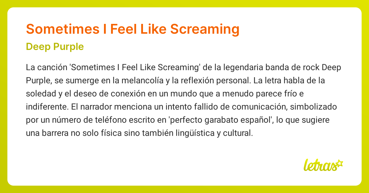 Significado de la canción Sometimes I Feel Like Screaming (Deep Purple ...