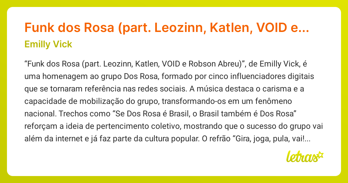 Significado da música Funk dos Rosa (part. Leozinn, Katlen, VOID e ...