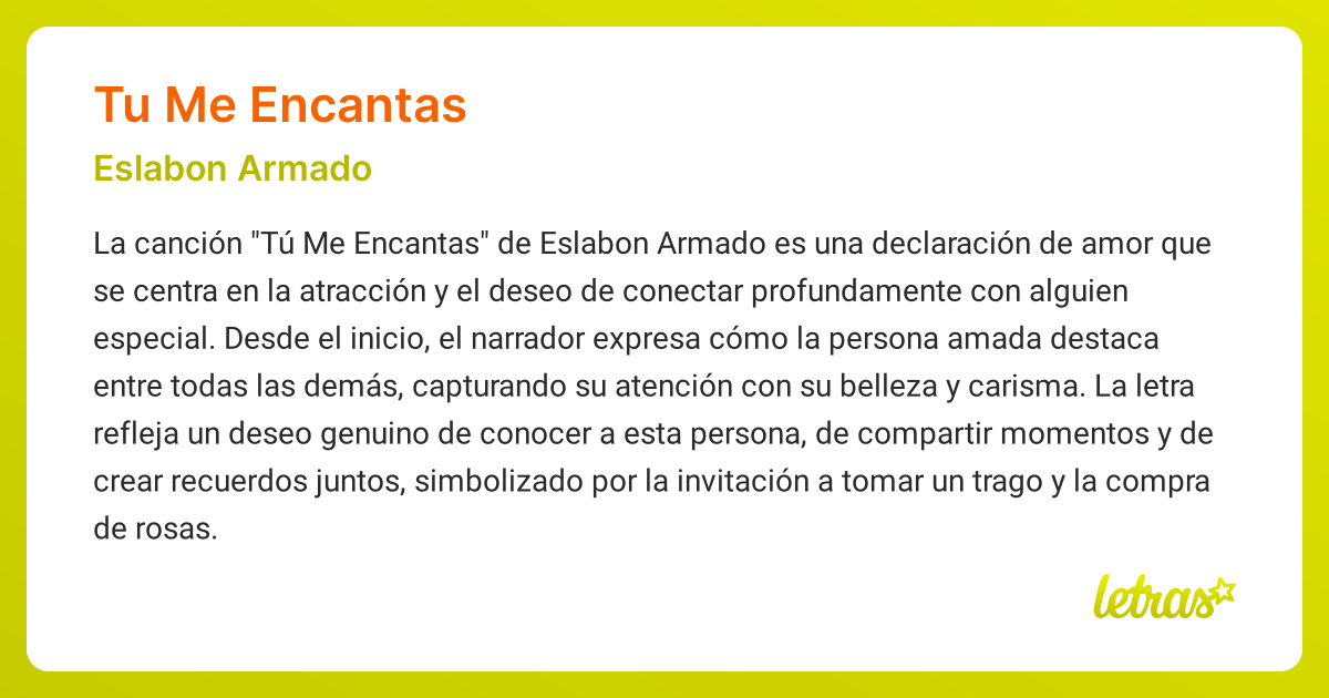 Significado de la canción TU ME ENCANTAS (Eslabon Armado) - LETRAS.COM