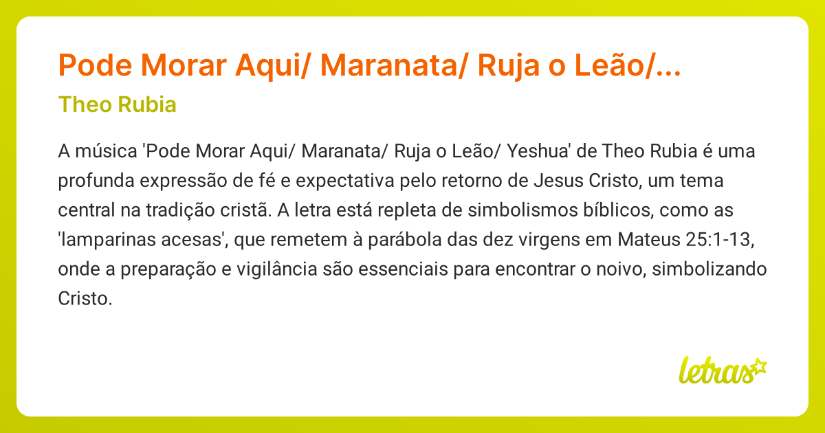 Significado da música Pode Morar Aqui/ Maranata/ Ruja o Leão/ Yeshua ...