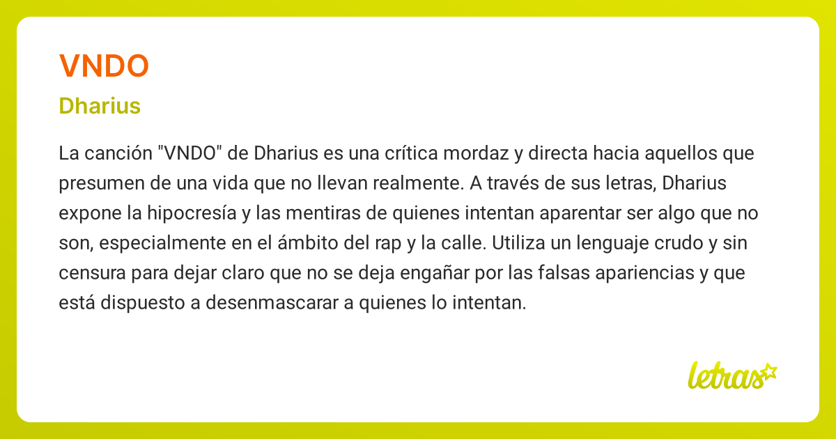 Significado de la canción VNDO (Dharius) - LETRAS.COM