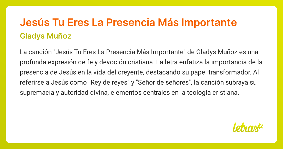 Significado De La Canción Jesús Tu Eres La Presencia Más Importante