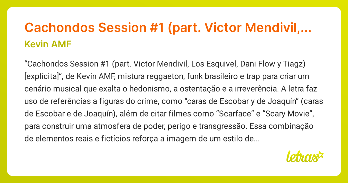 Significado da música Cachondos Session #1 (part. Victor Mendivil, Los ...
