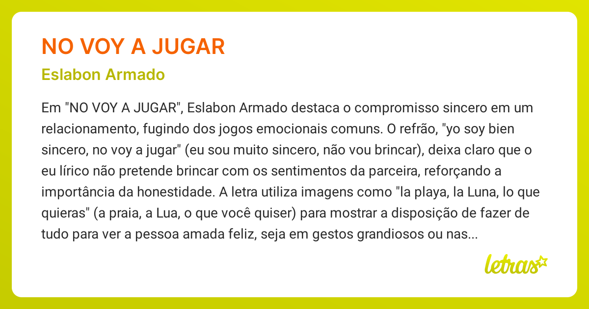 Significado da música NO VOY A JUGAR (Eslabon Armado) - LETRAS.MUS.BR