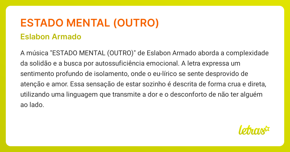 Significado da música ESTADO MENTAL (OUTRO) (Eslabon Armado) - LETRAS ...