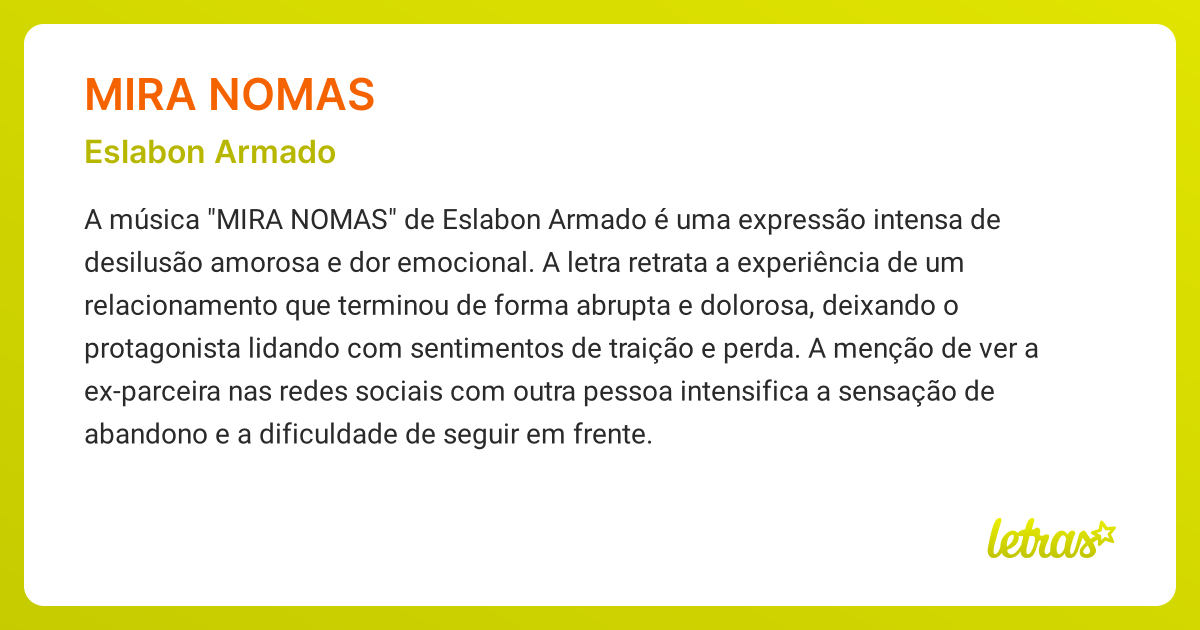 Significado da música MIRA NOMAS (Eslabon Armado) - LETRAS.MUS.BR