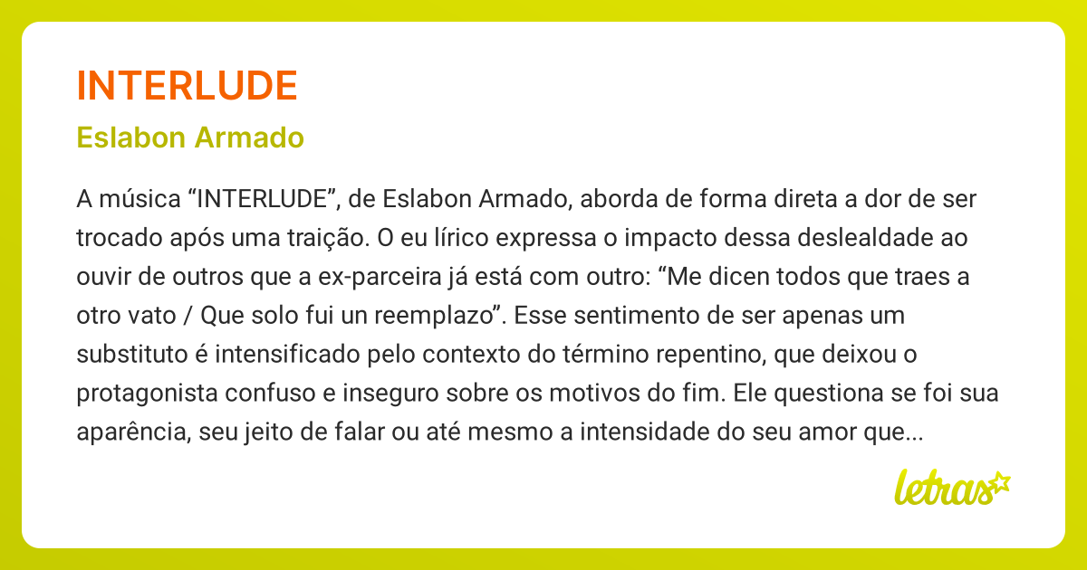 Significado da música INTERLUDE (Eslabon Armado) - LETRAS.MUS.BR