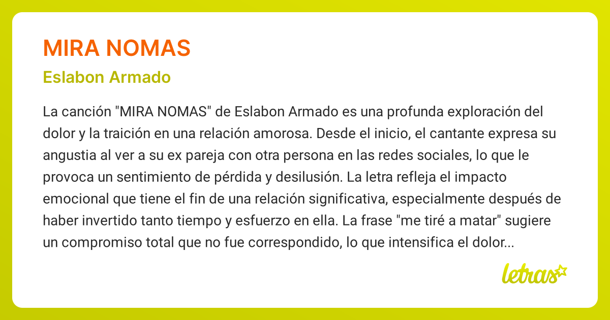Significado de la canción MIRA NOMAS (Eslabon Armado) - LETRAS.COM
