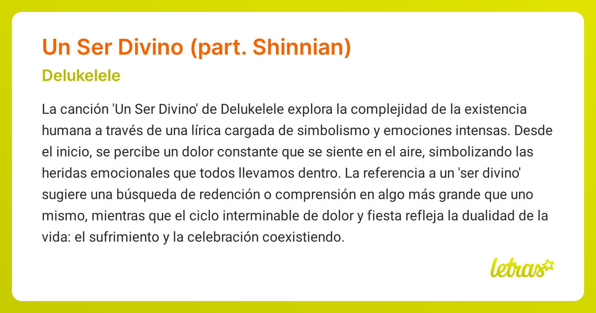 Significado de la canción UN SER DIVINO (PART. SHINNIAN) (Delukelele ...