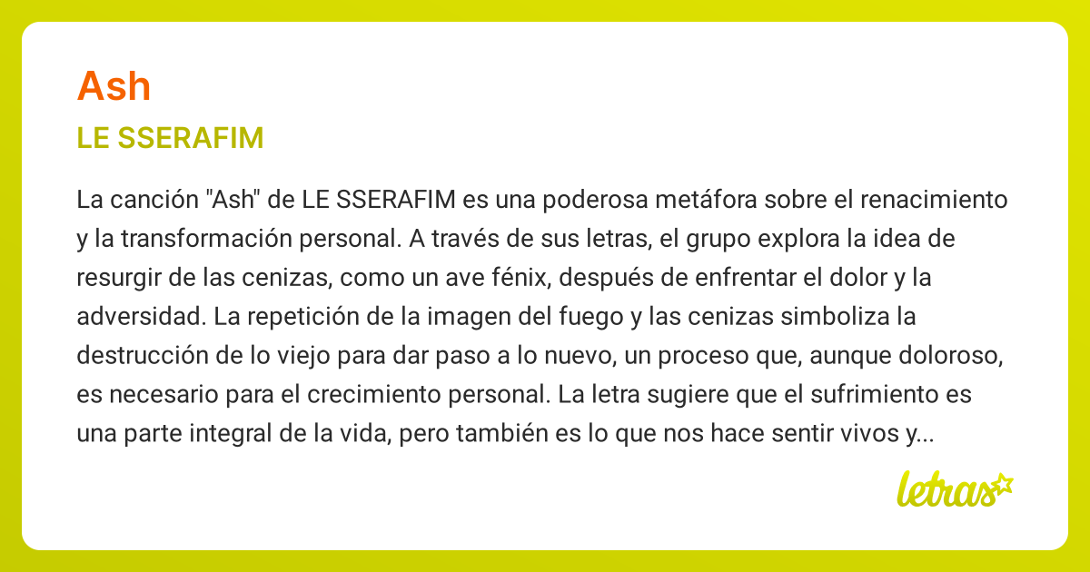 Significado de la canción ASH (LE SSERAFIM) - LETRAS.COM