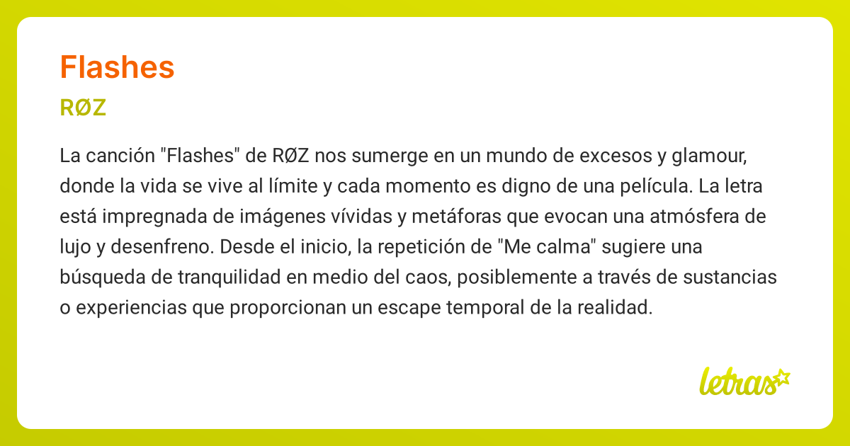 Significado de la canción FLASHES (RØZ) - LETRAS.COM