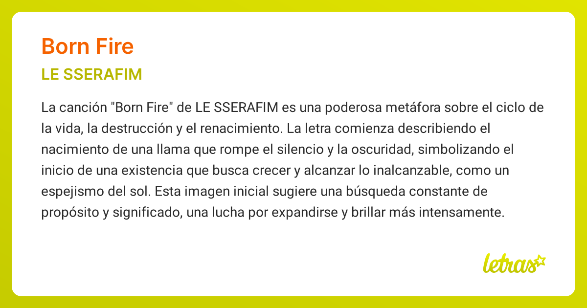 Significado de la canción BORN FIRE (LE SSERAFIM) - LETRAS.COM