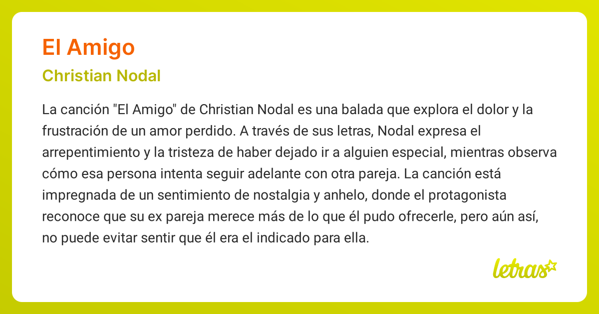 Significado de la canción EL AMIGO (Christian Nodal) - LETRAS.COM