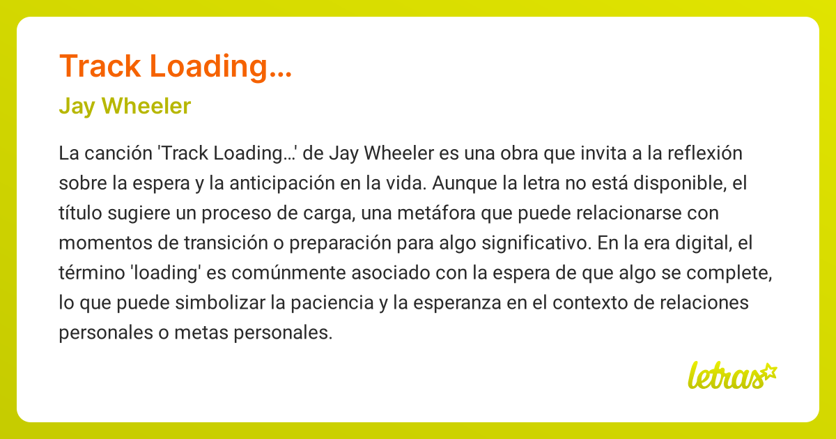 Significado de la canción TRACK LOADING… (Jay Wheeler) - LETRAS.COM