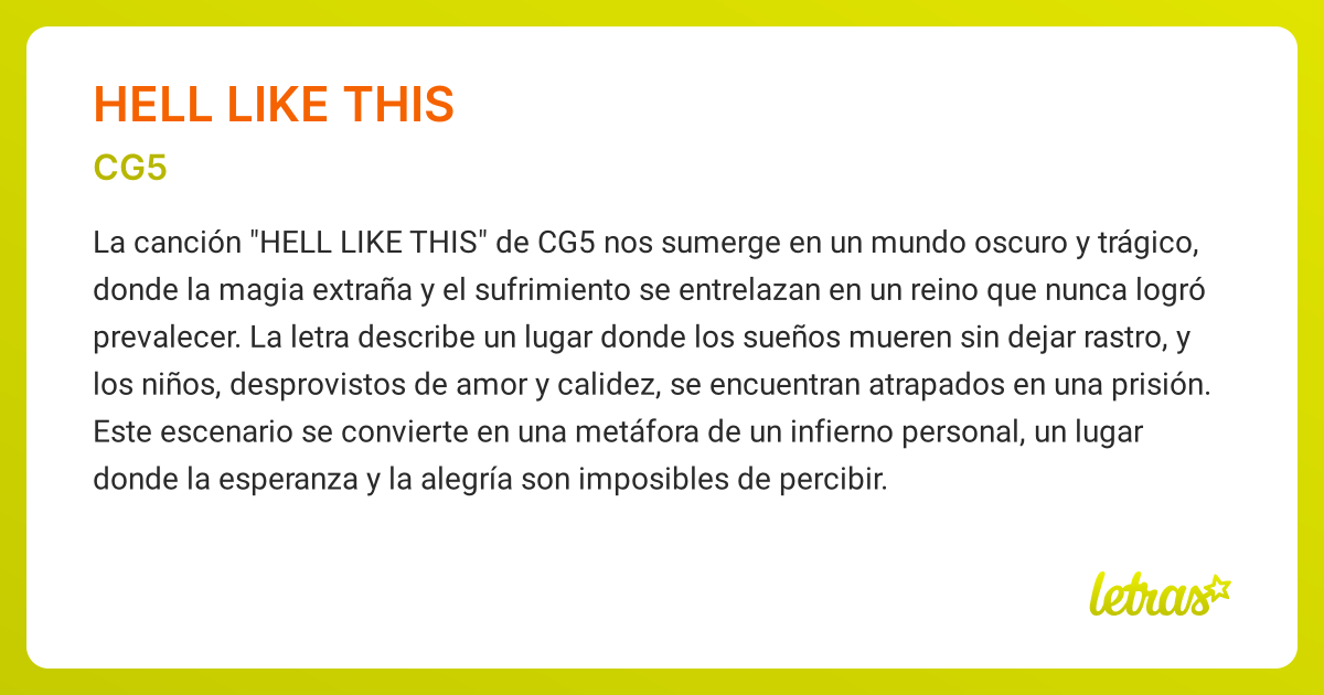 Significado de la canción HELL LIKE THIS (CG5) - LETRAS.COM