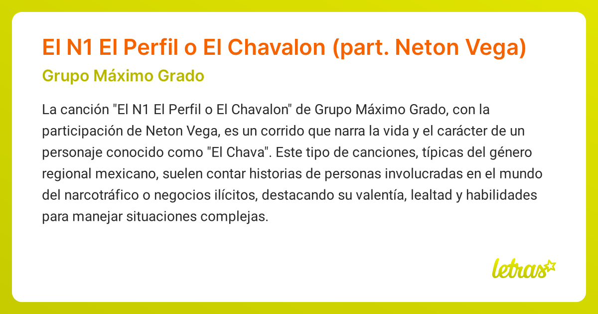 Significado de la canción El N1 El Perfil o El Chavalon (part. Neton ...
