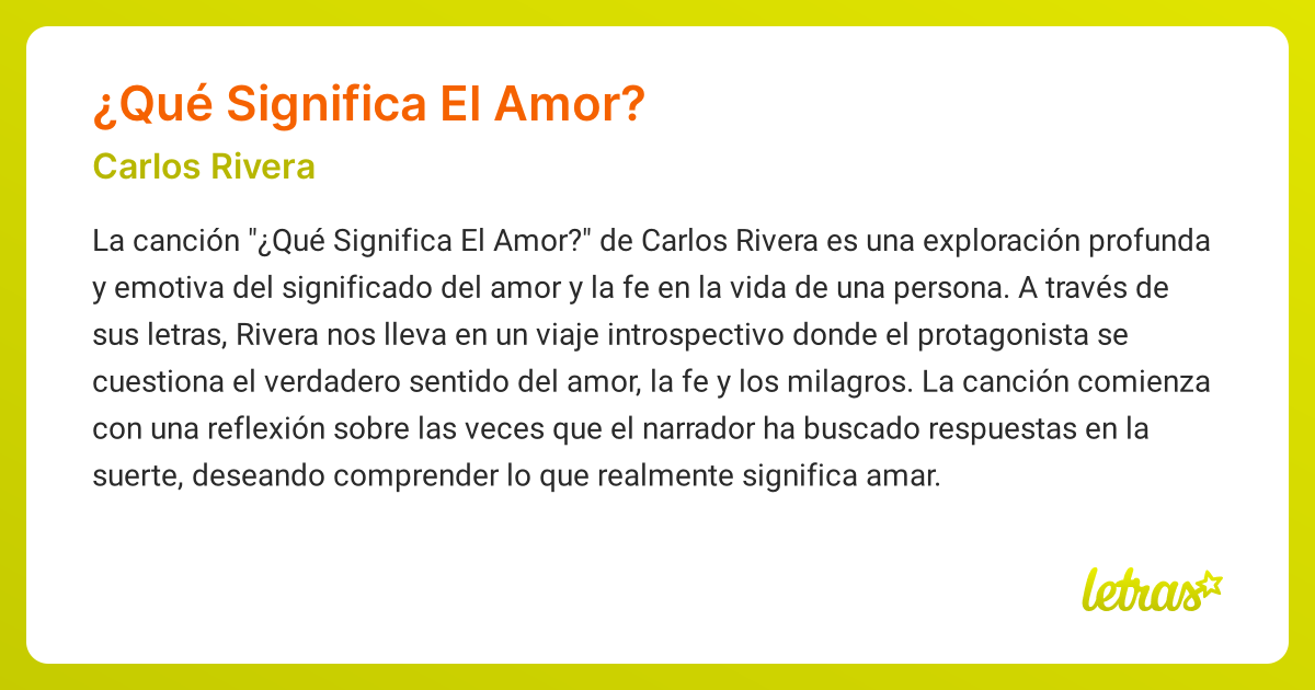Significado de la canción ¿QUÉ SIGNIFICA EL AMOR? (Carlos Rivera ...