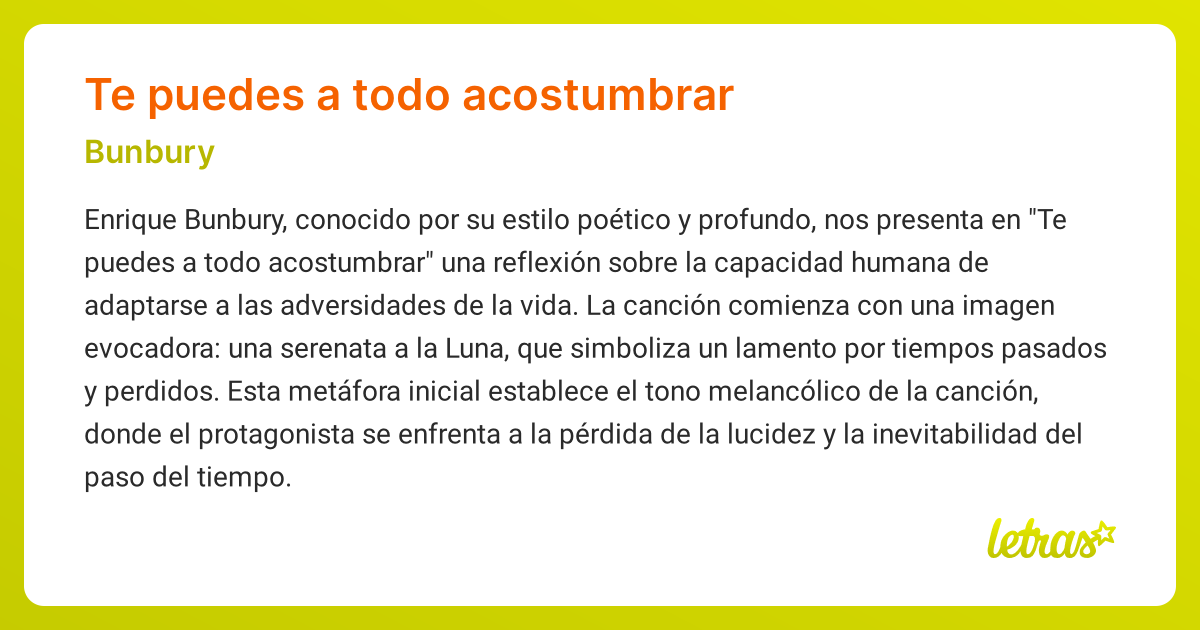 Significado de la canción TE PUEDES A TODO ACOSTUMBRAR (Bunbury ...