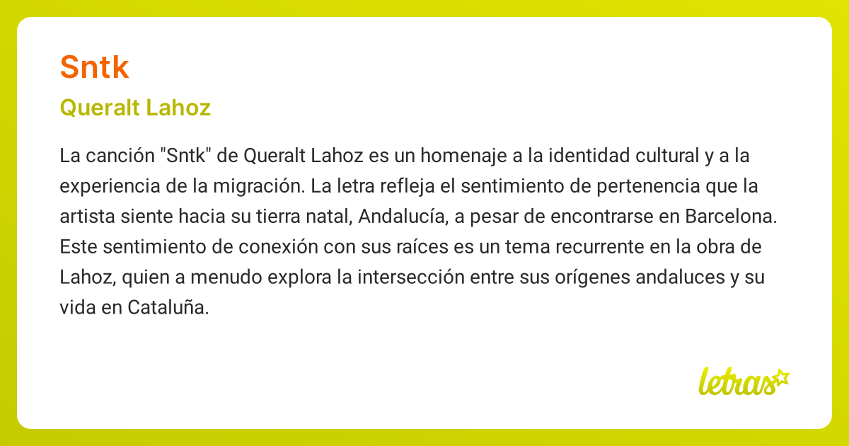 Significado de la canción SNTK (Queralt Lahoz) - LETRAS.COM