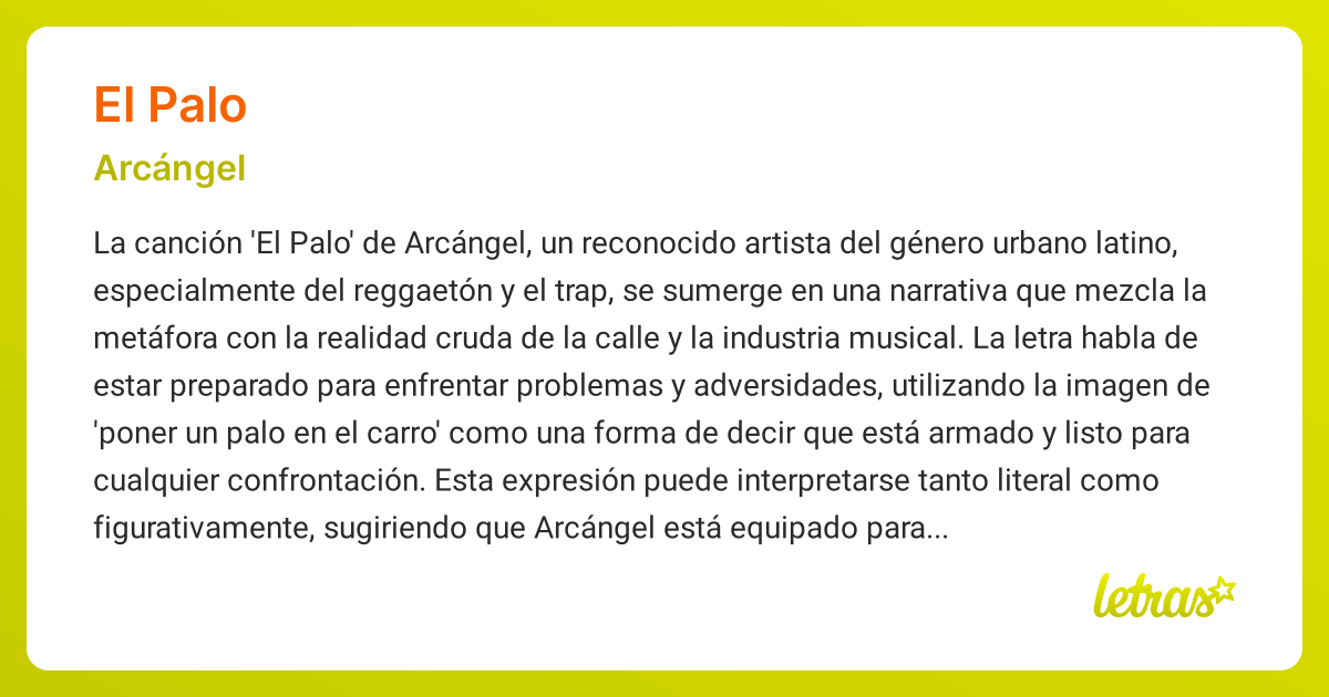 Significado de la canción EL PALO (Arcángel) - LETRAS.COM