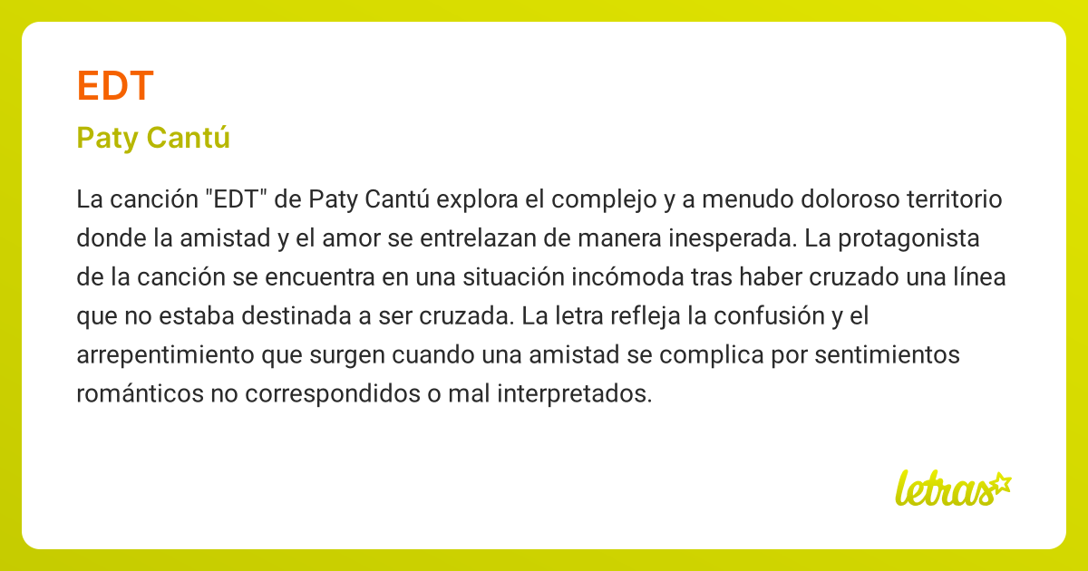 Significado de la canción EDT (Paty Cantú) - LETRAS.COM