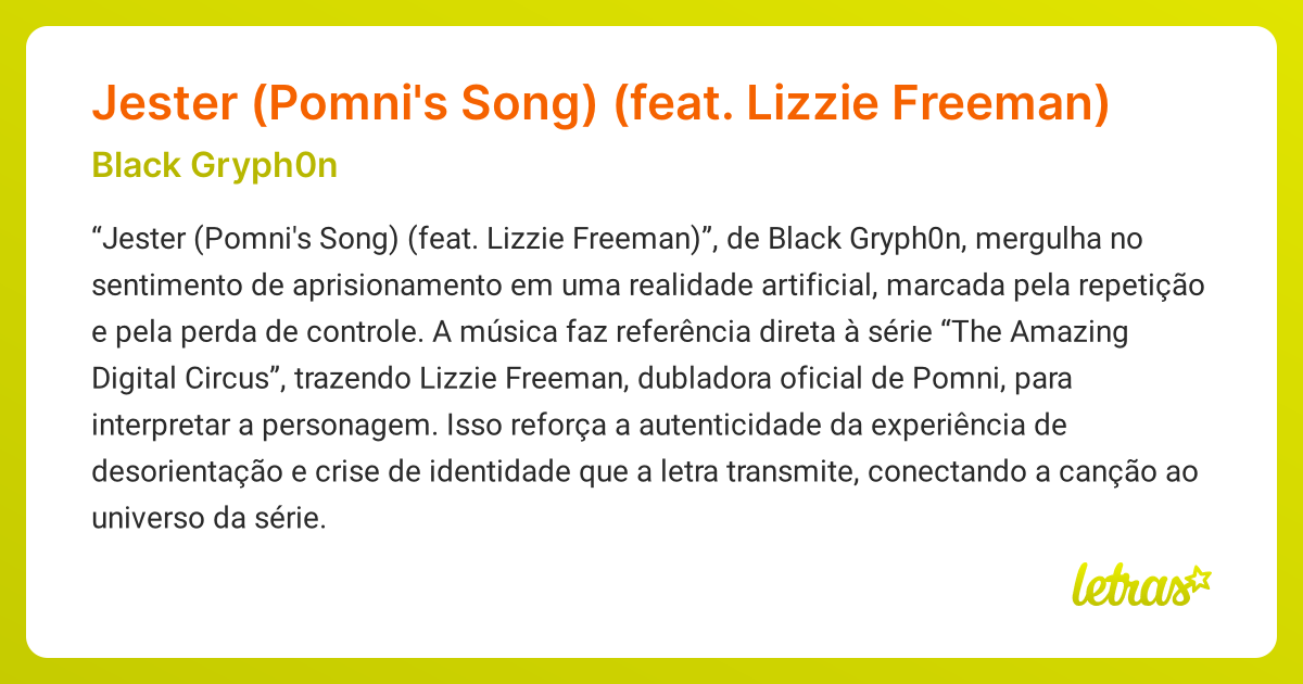 Significado da música Jester (Pomni's Song) (feat. Lizzie Freeman ...