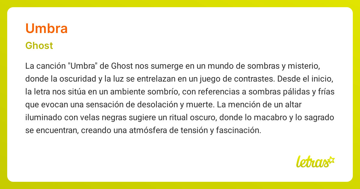 Significado de la canción UMBRA (Ghost) - LETRAS.COM