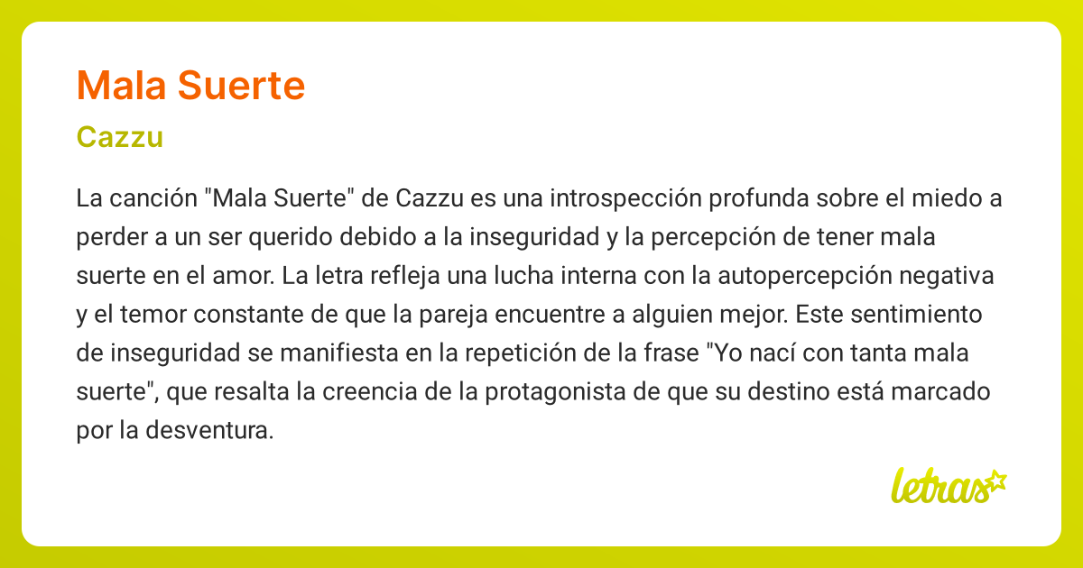 Significado de la canción MALA SUERTE (Cazzu) - LETRAS.COM