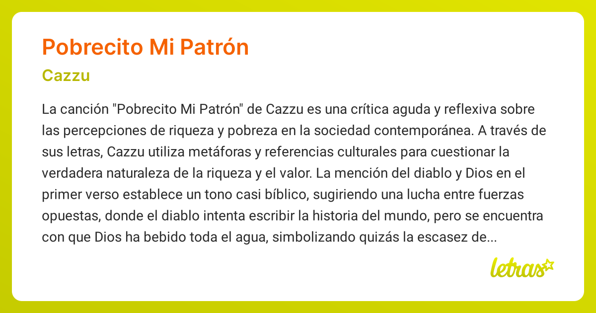 Significado de la canción POBRECITO MI PATRÓN (Cazzu) - LETRAS.COM