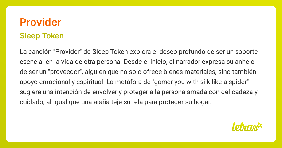 Significado de la canción PROVIDER (Sleep Token) - LETRAS.COM
