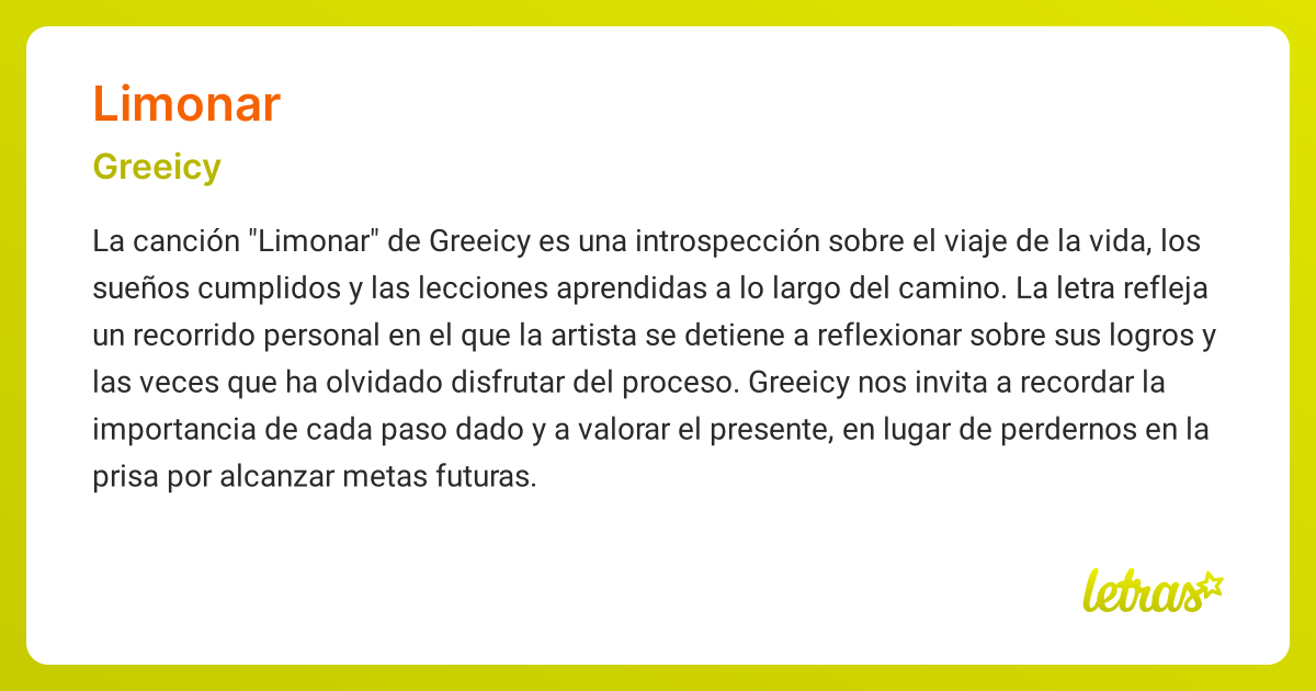Significado de la canción LIMONAR (Greeicy) - LETRAS.COM