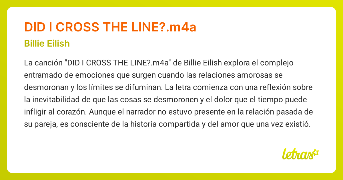 Significado de la canción DID I CROSS THE LINE?.M4A (Billie Eilish ...