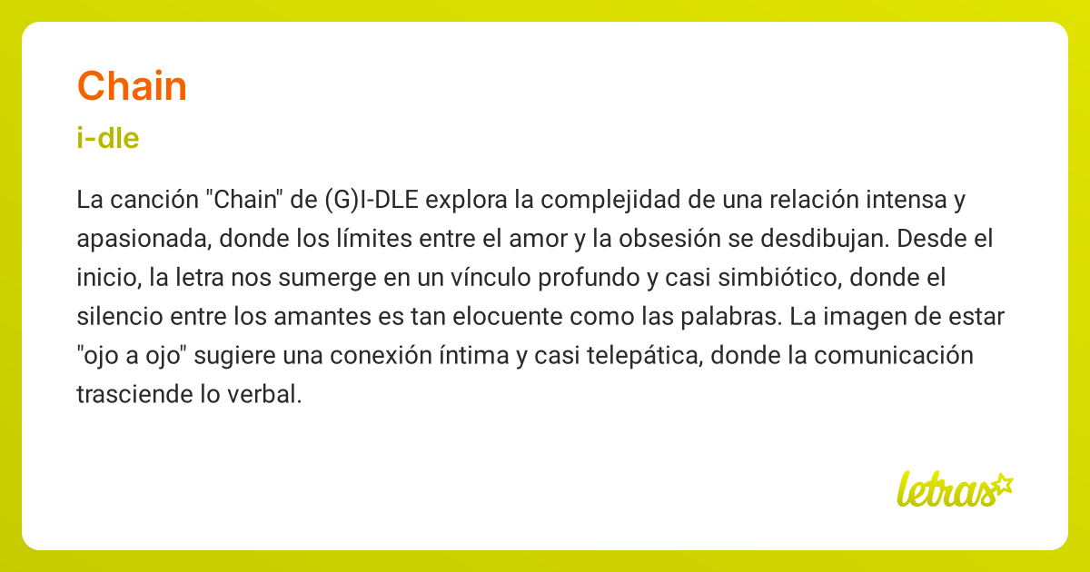 Significado de la canción CHAIN (i-dle) - LETRAS.COM