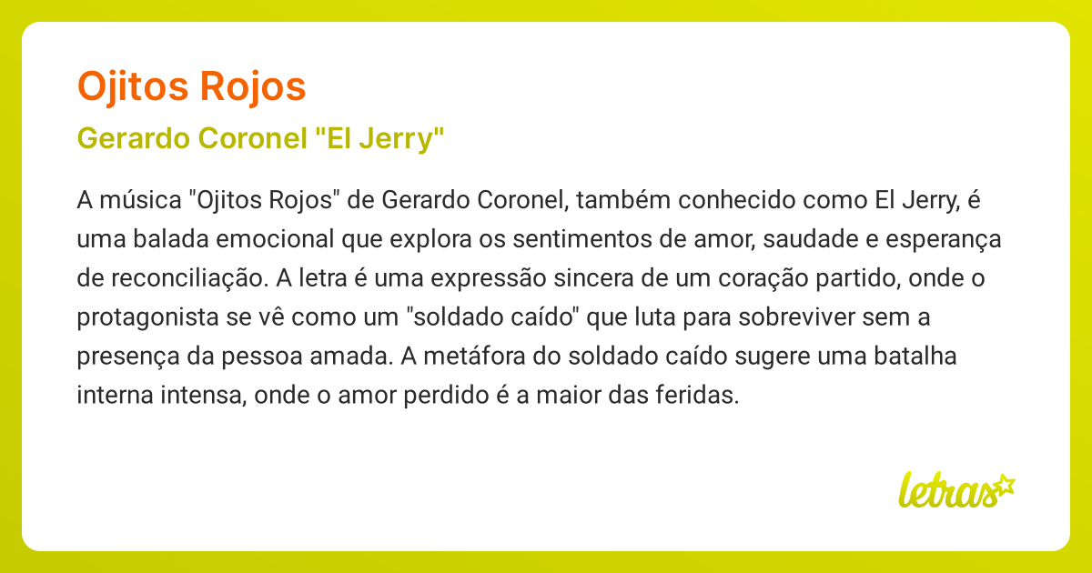 Significado da música OJITOS ROJOS (Gerardo Coronel "El Jerry ...