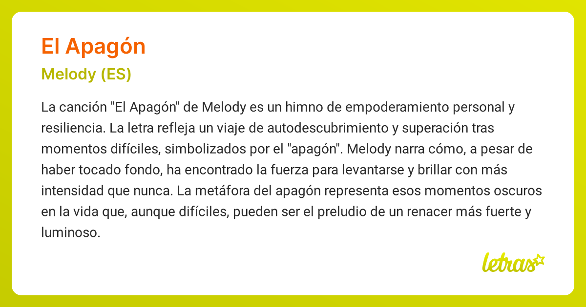 Significado de la canción EL APAGÓN (Melody (ES)) - LETRAS.COM