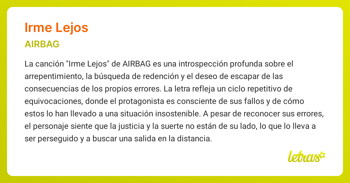 Significado de la canción IRME LEJOS (AIRBAG) - LETRAS.COM