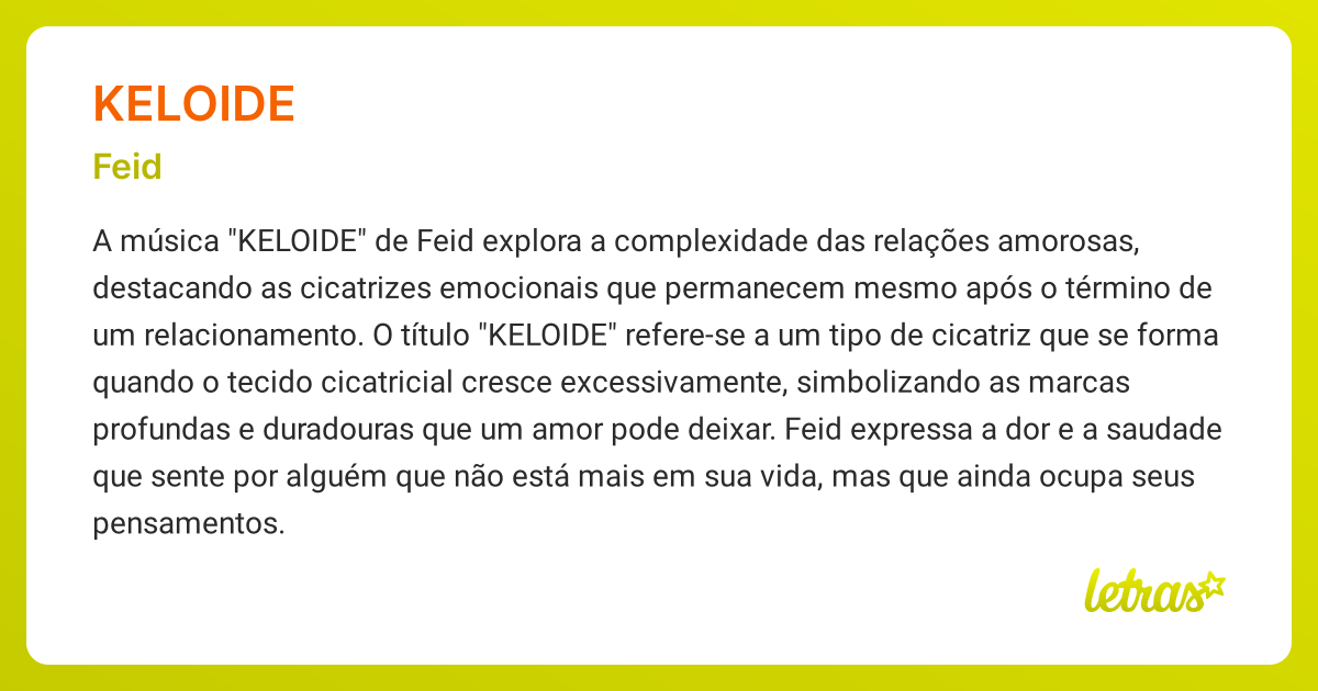 Significado da música KELOIDE (Feid) - LETRAS.MUS.BR