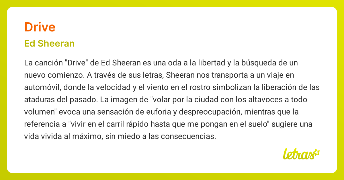Significado de la canción DRIVE (Ed Sheeran) - LETRAS.COM