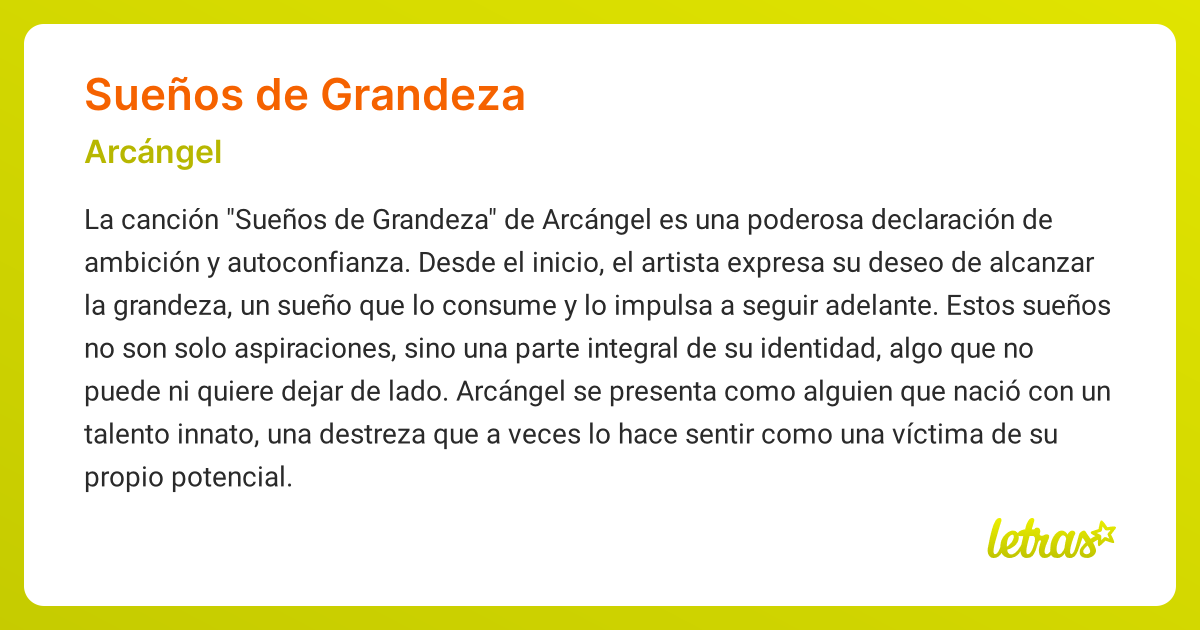 Significado de la canción SUEÑOS DE GRANDEZA (Arcángel) - LETRAS.COM