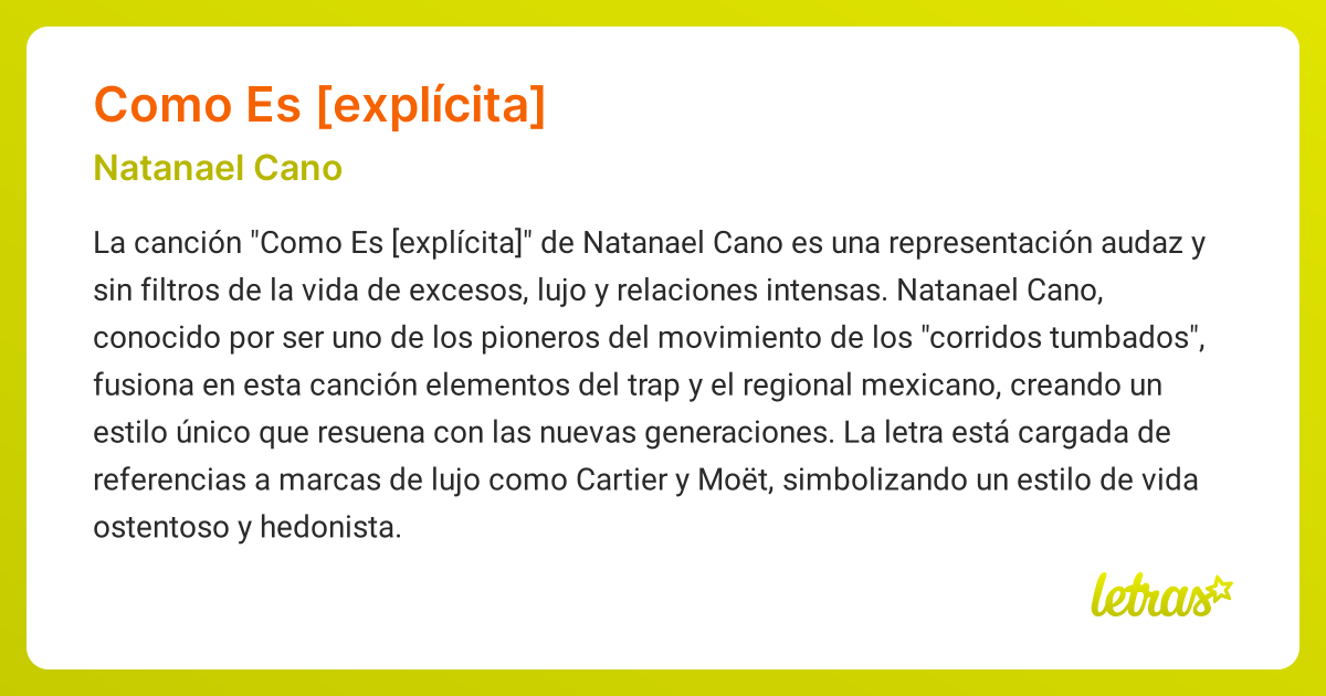 Significado de la canción COMO ES [EXPLÍCITA] (Natanael Cano) - LETRAS.COM