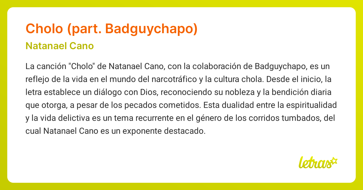 Significado de la canción CHOLO (PART. BADGUYCHAPO) (Natanael Cano ...