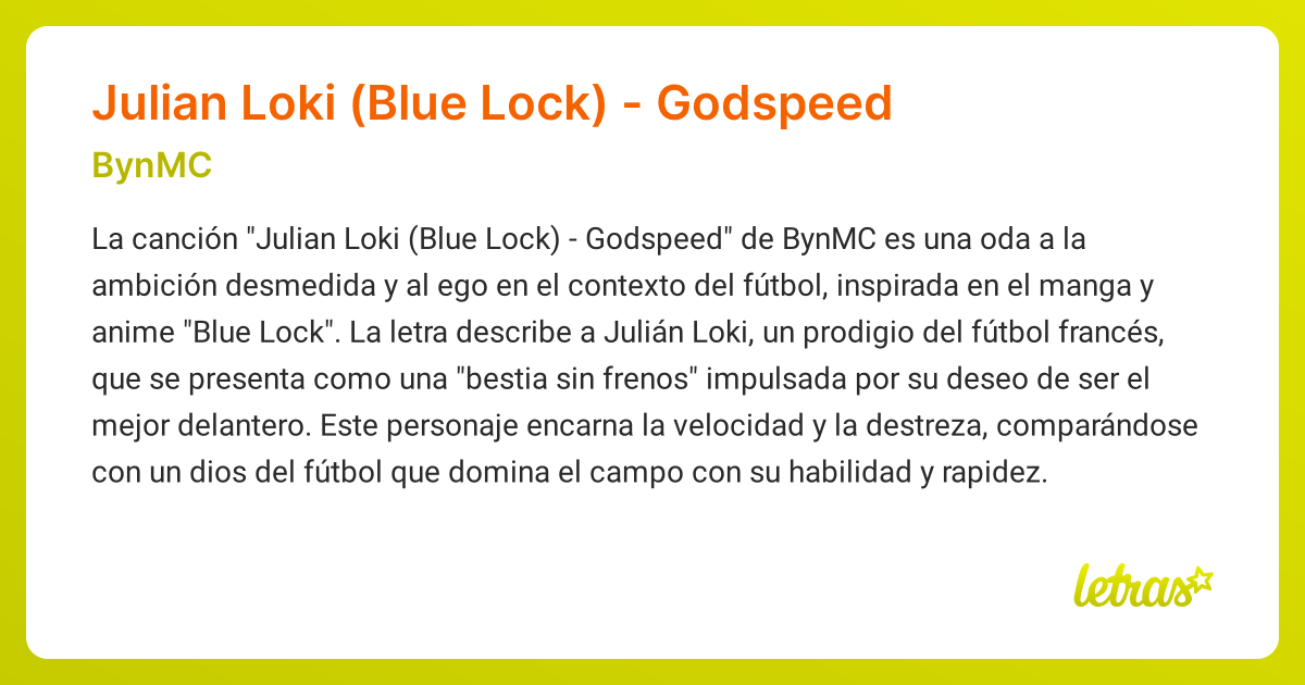 Significado de la canción Julian Loki (Blue Lock) - Godspeed (BynMC ...