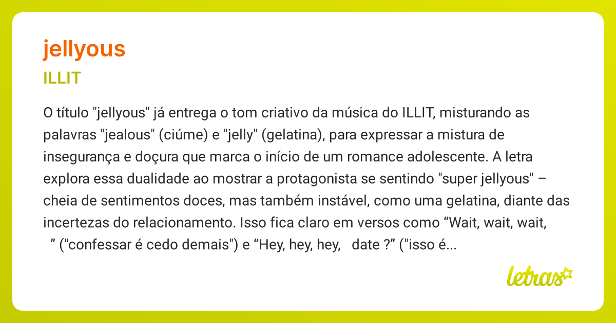 Significado da música JELLYOUS (ILLIT) - LETRAS.MUS.BR