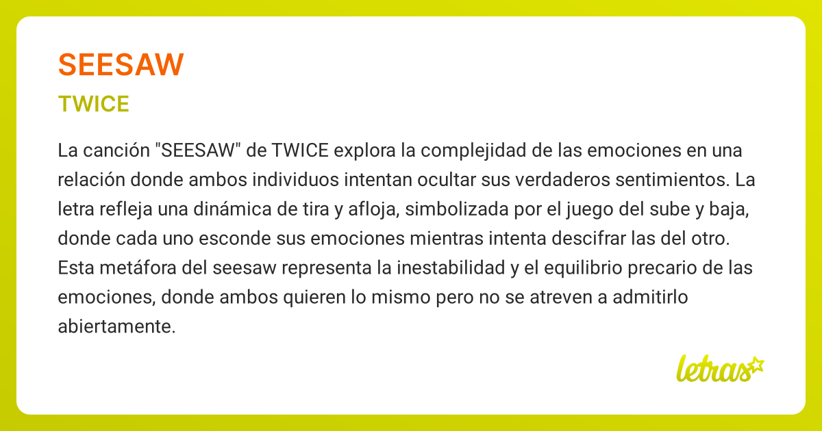 Significado de la canción SEESAW (TWICE) - LETRAS.COM