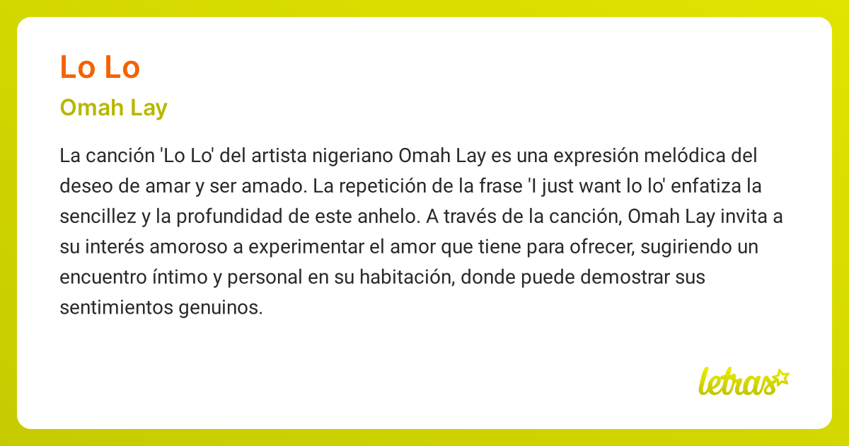 Significado de la canción LO LO (Omah Lay) - LETRAS.COM