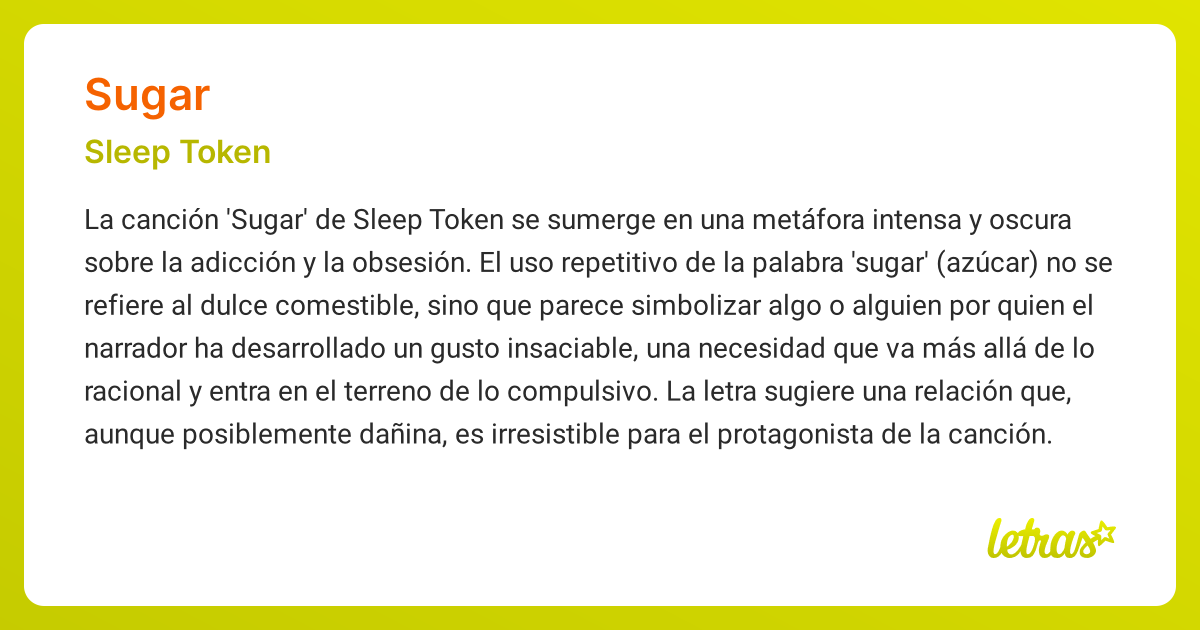 Significado de la canción SUGAR (Sleep Token) - LETRAS.COM