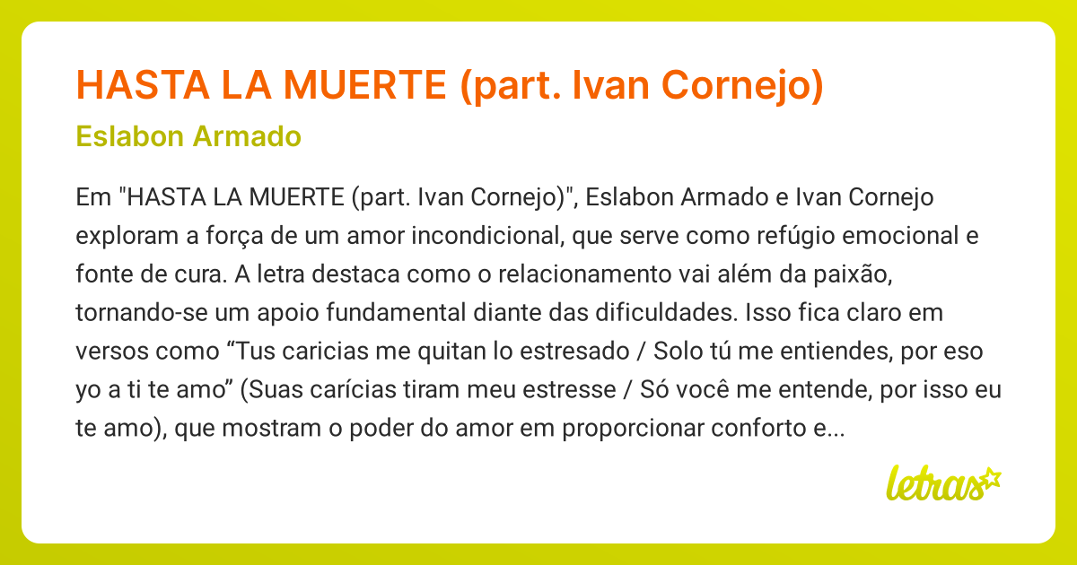 Significado da música HASTA LA MUERTE (part. Ivan Cornejo) (Eslabon ...